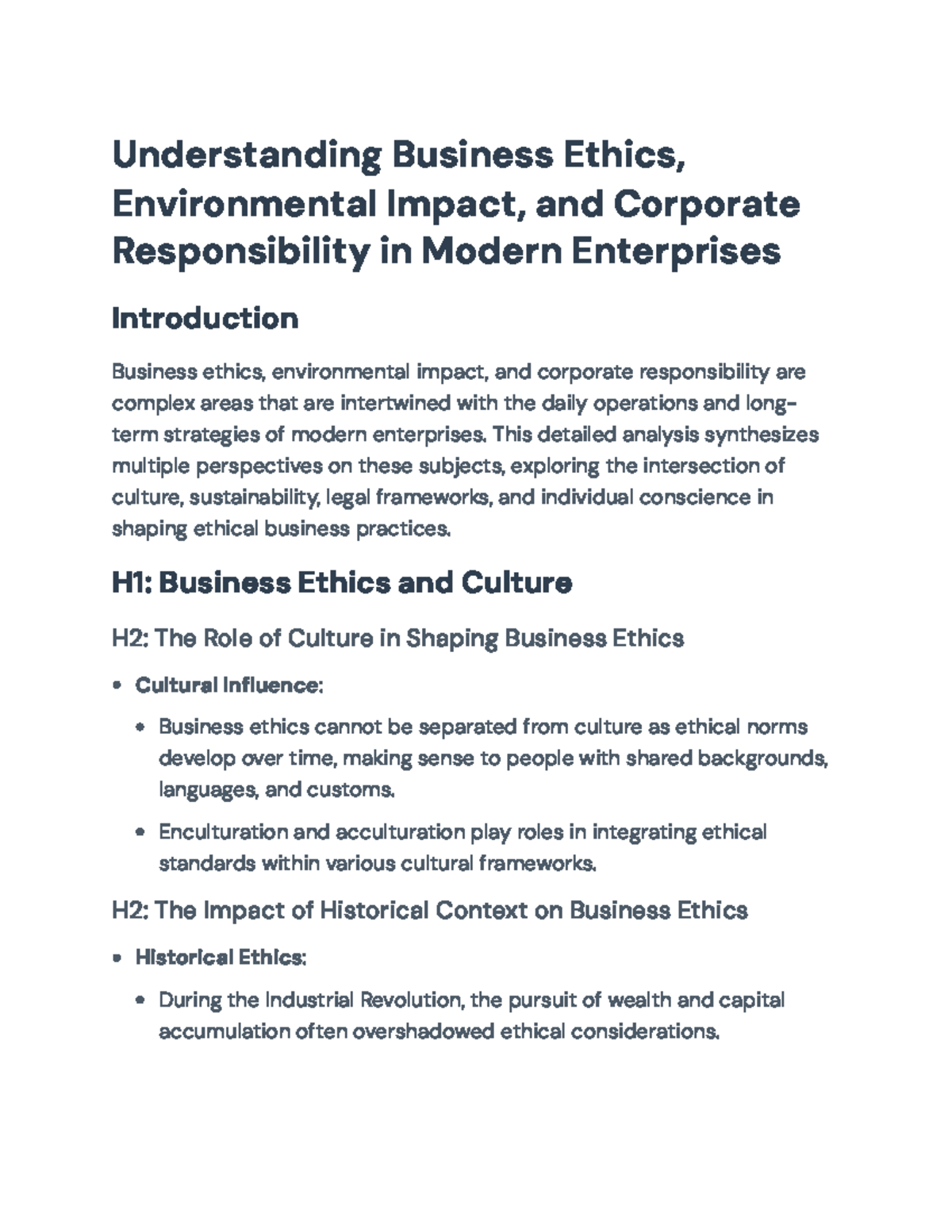 Business Ethics & Corporate Responsibility Analysis (BUS 101) - Studocu
