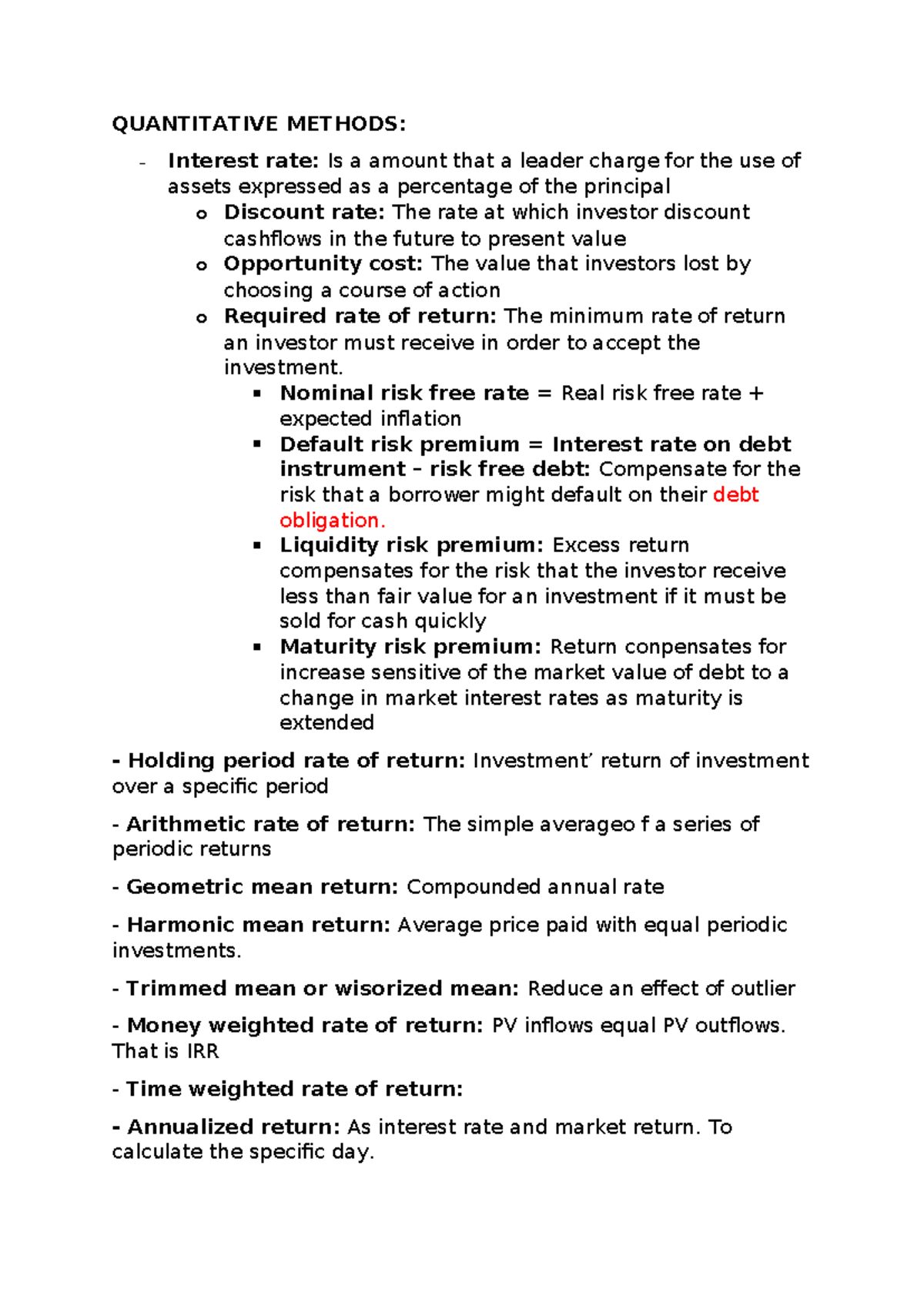 Quantitative Methods - Comprehensive Notes for QMT101 Course - Studocu