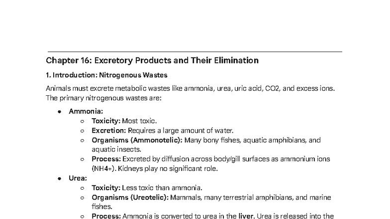 Ch 16: Excretory Products & Their Elimination - Biology Class 11 Notes ...