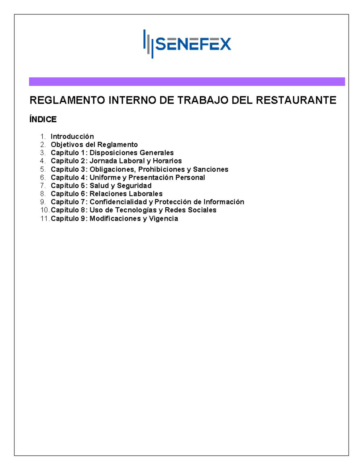 Reglamento Interno de Trabajo - Restaurante RIT: Normas y Directrices - Studocu