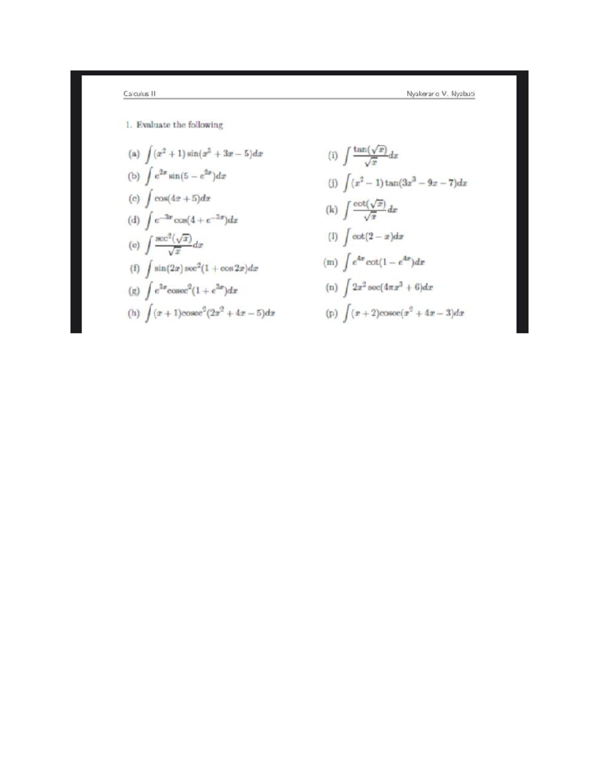 Calculus II - Revision Materials for Final Exam - Studocu
