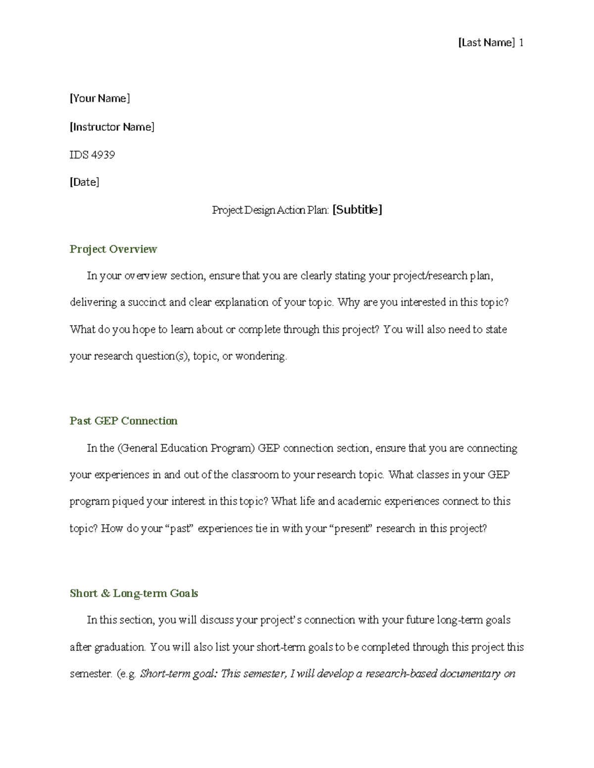 IDS 4939 Project Design Action Plan: Overview and Milestones - Studocu
