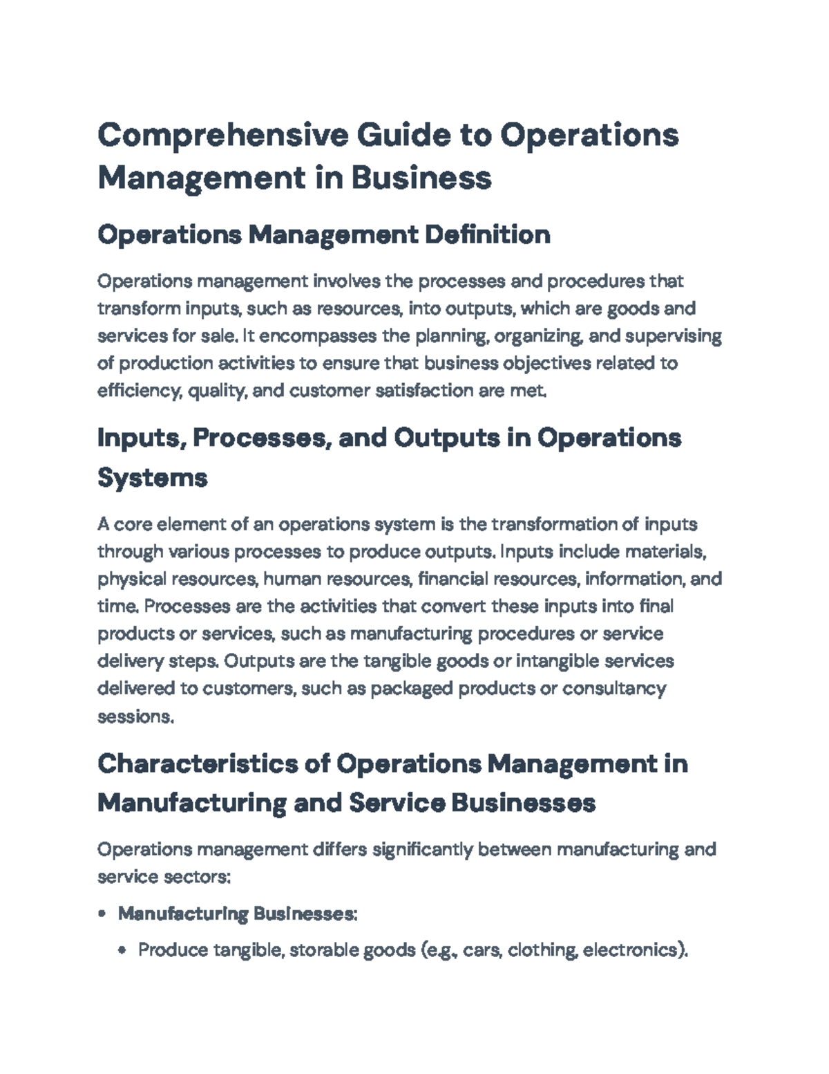 Comprehensive Operations Management Guide for Business Strategies (OM ...