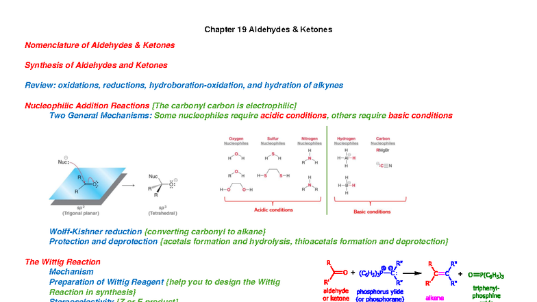 Chapter 19 Summary - Chapter 1 9 Aldehydes & Ketones Nomenclature of ...