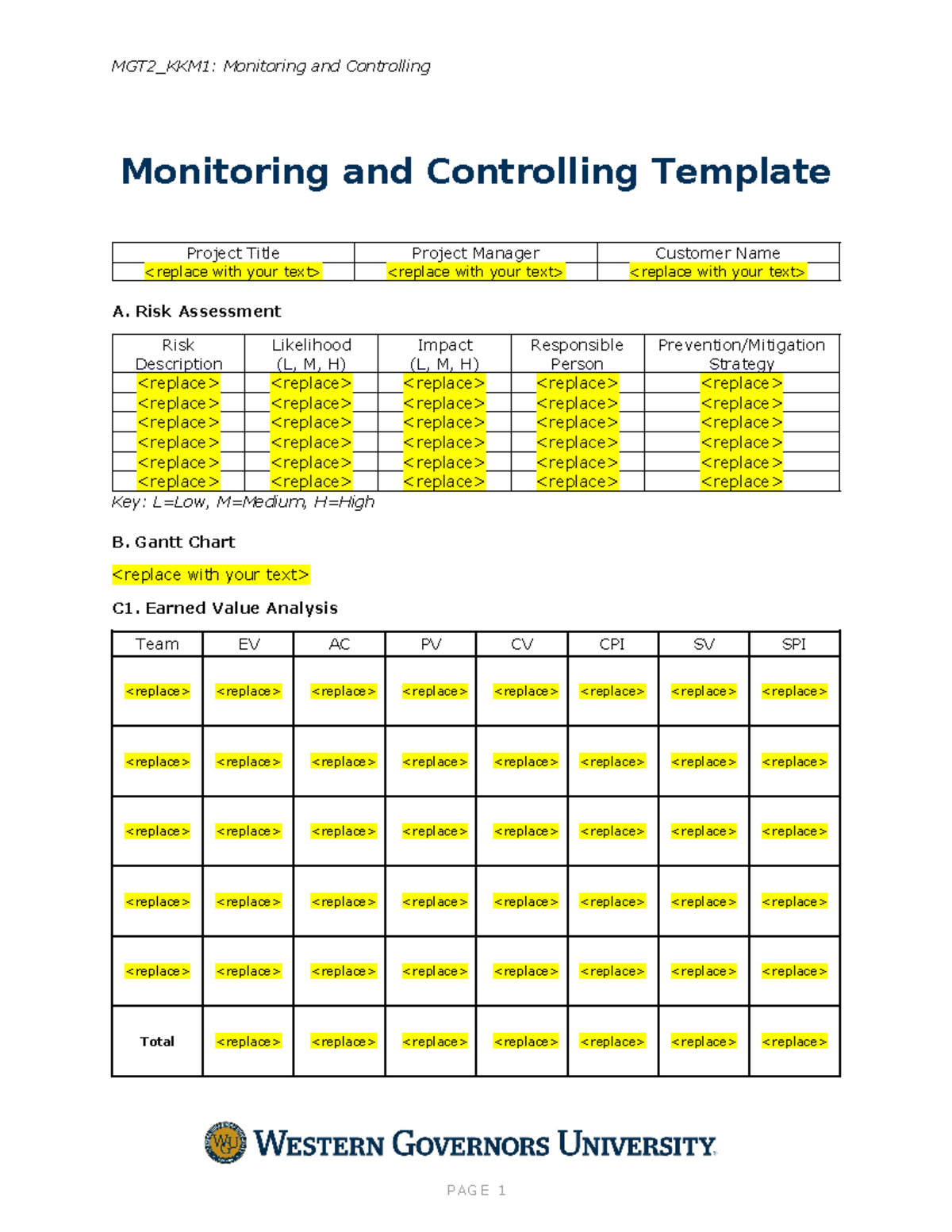 MGT2_KKM1: Monitoring and Controlling Template for Project Management ...