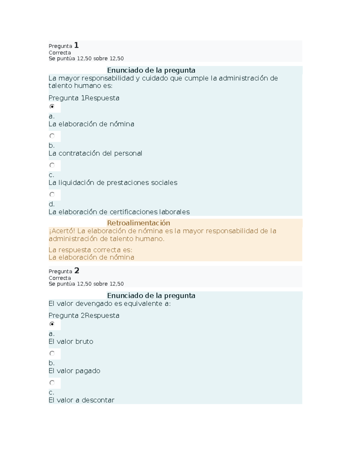 Examen de Talento Humano 4 - Preguntas y Respuestas Clave - Studocu