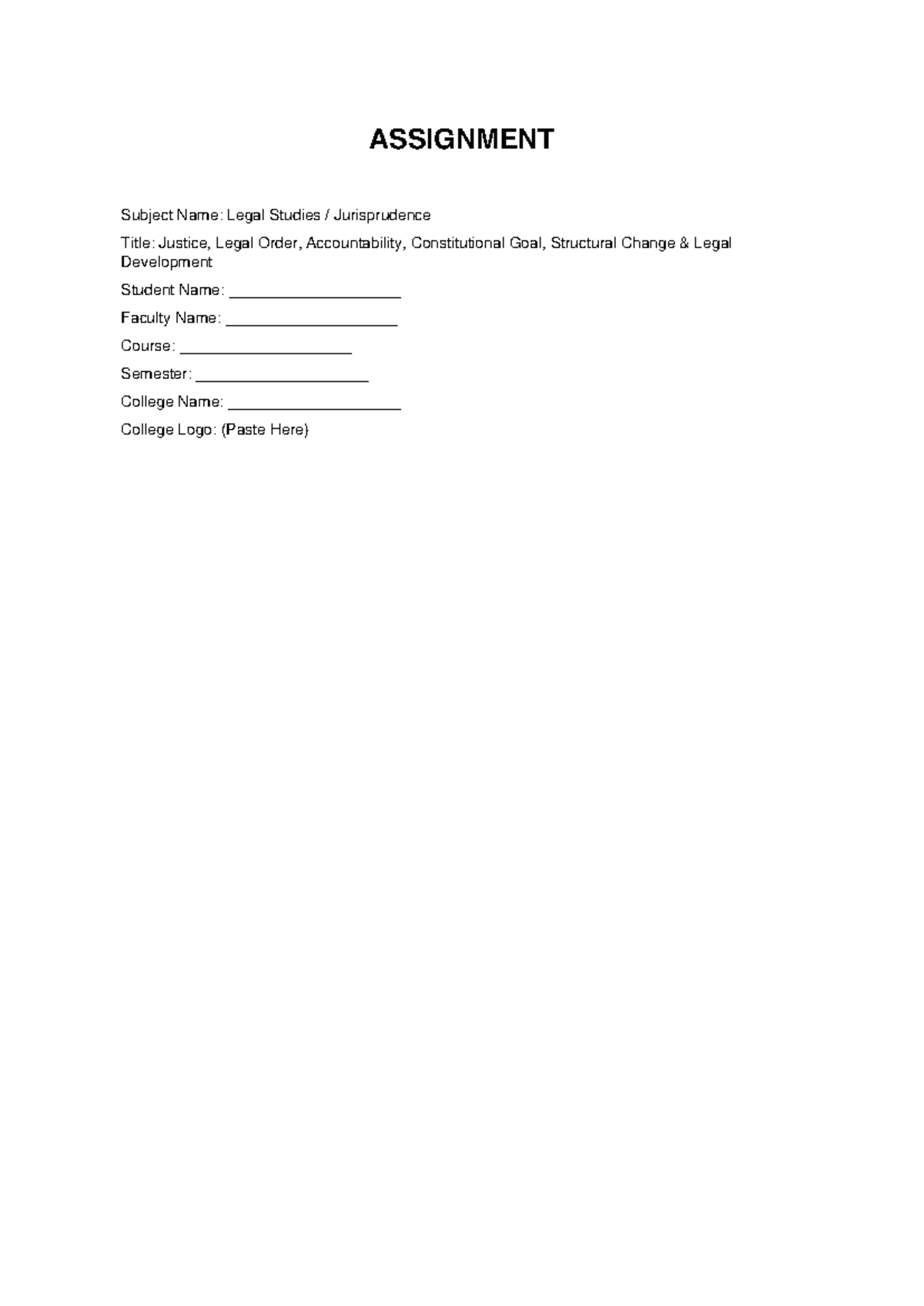Legal Studies Assignment: Justice, Order, Accountability & Change - Studocu