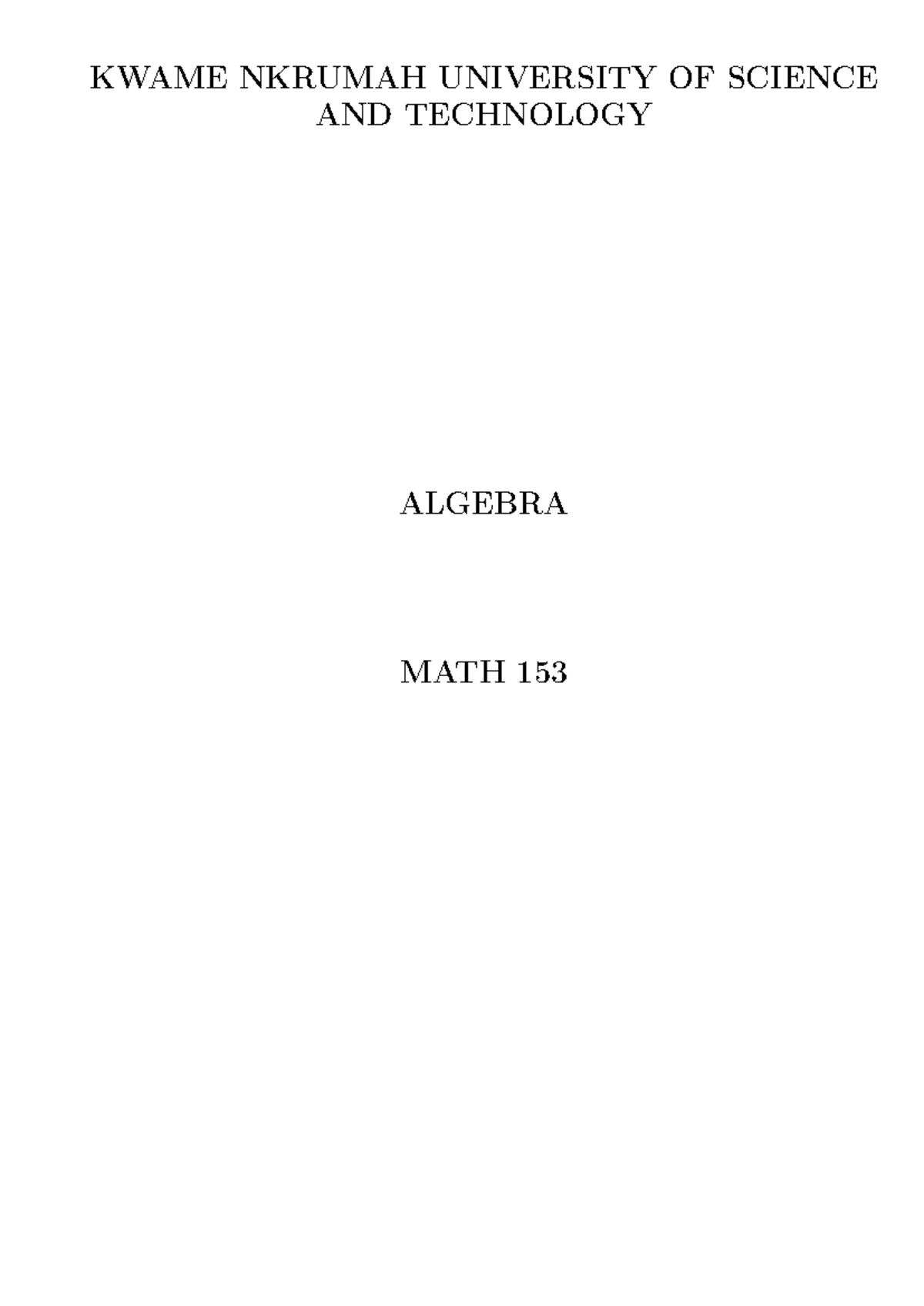 MATH 153 - Algebra Lecture Notes: Sigma Notation & Logarithms - Studocu