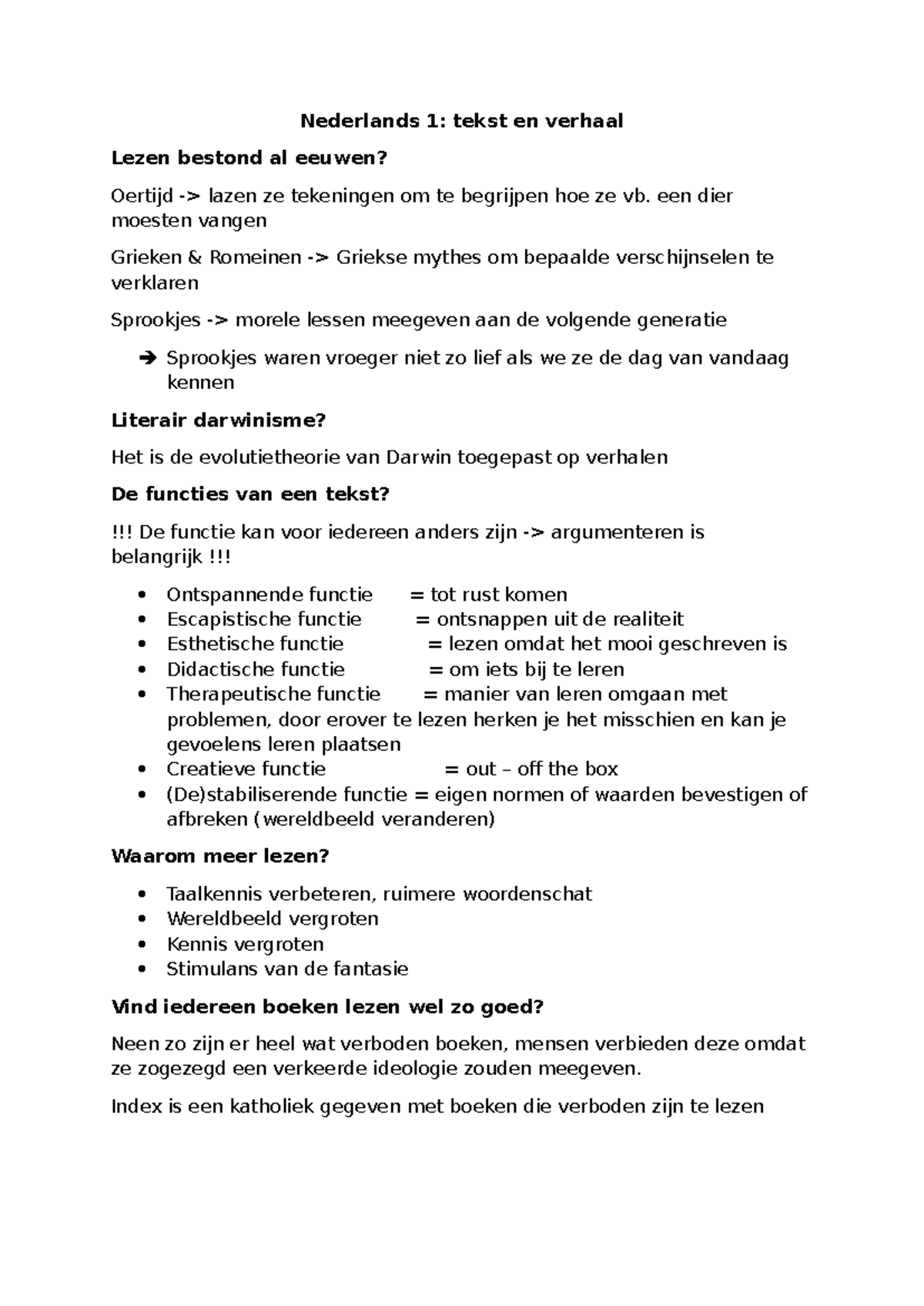 Nederlands 1: Samenvatting van Tekst en Verhaal - Studocu