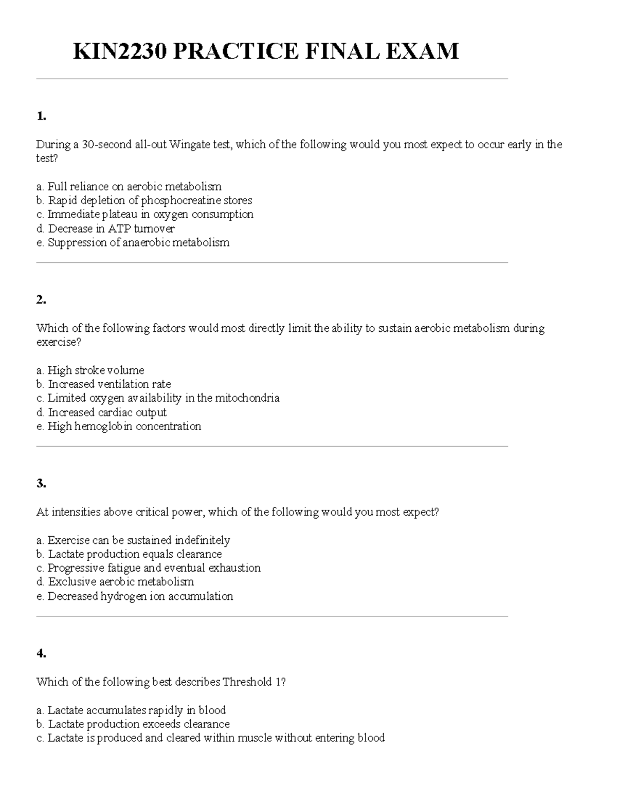 KIN2230 PRACTICE FINAL EXAM QUESTIONS AND ANSWERS - Studocu