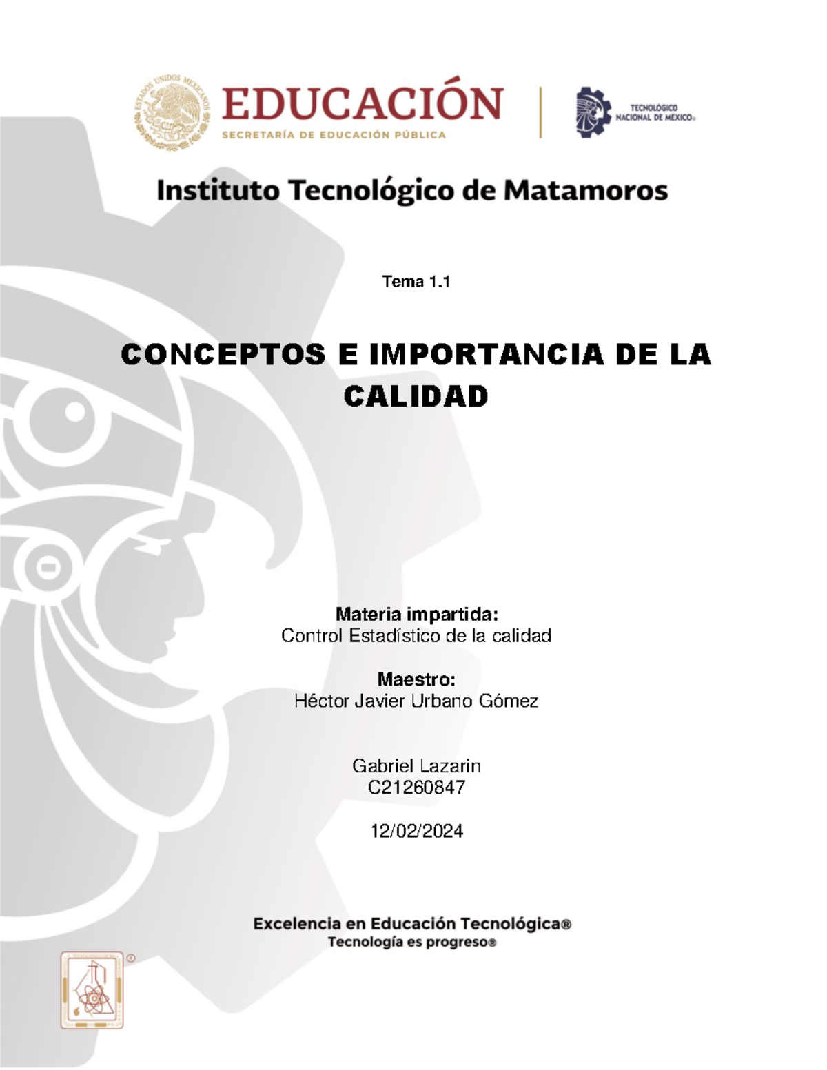 CEC Tema 1: Introducción al Control Estadístico de la Calidad - Studocu