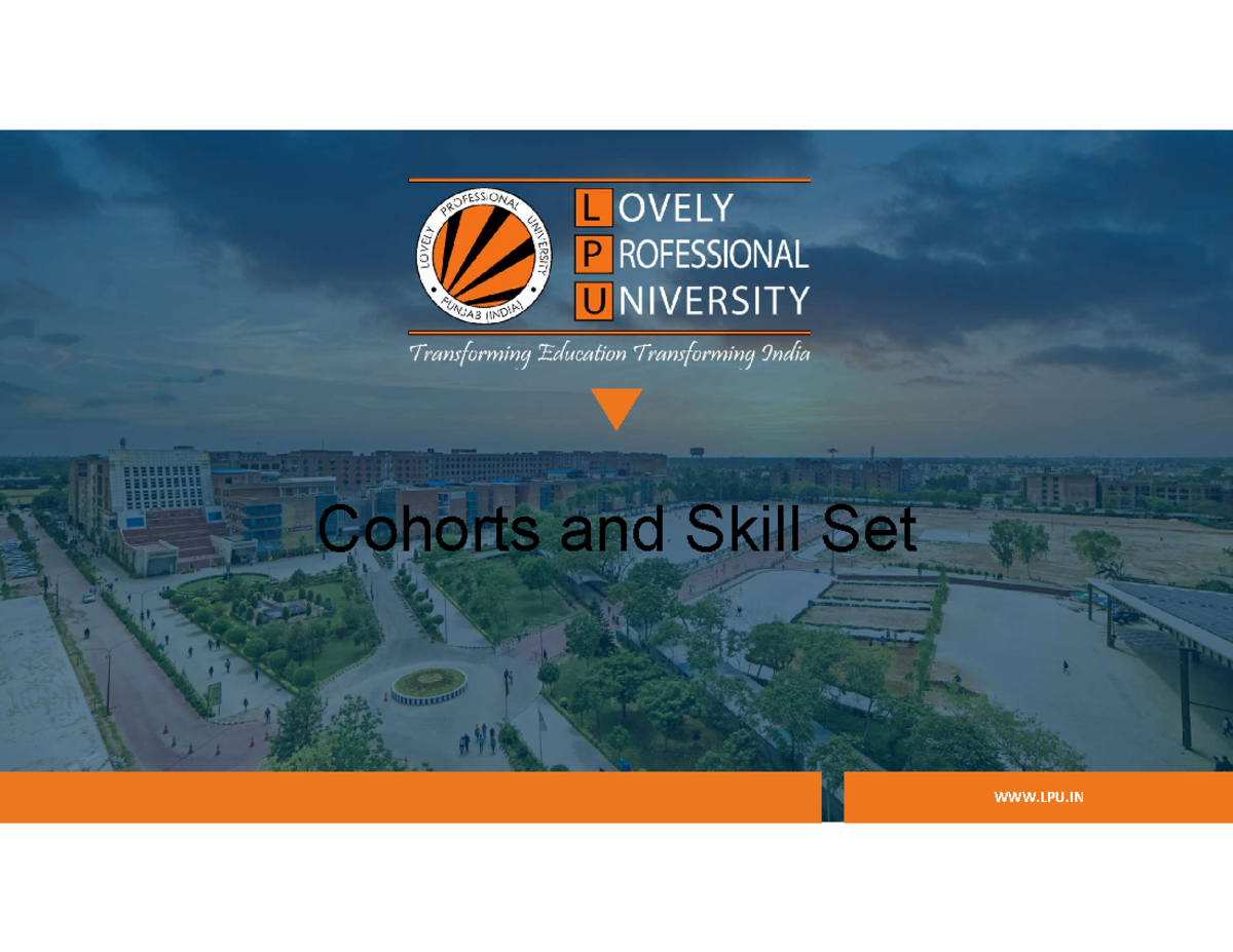 CSE 111 Unit 4 - Cohorts & Skill Sets Overview and Details - Studocu