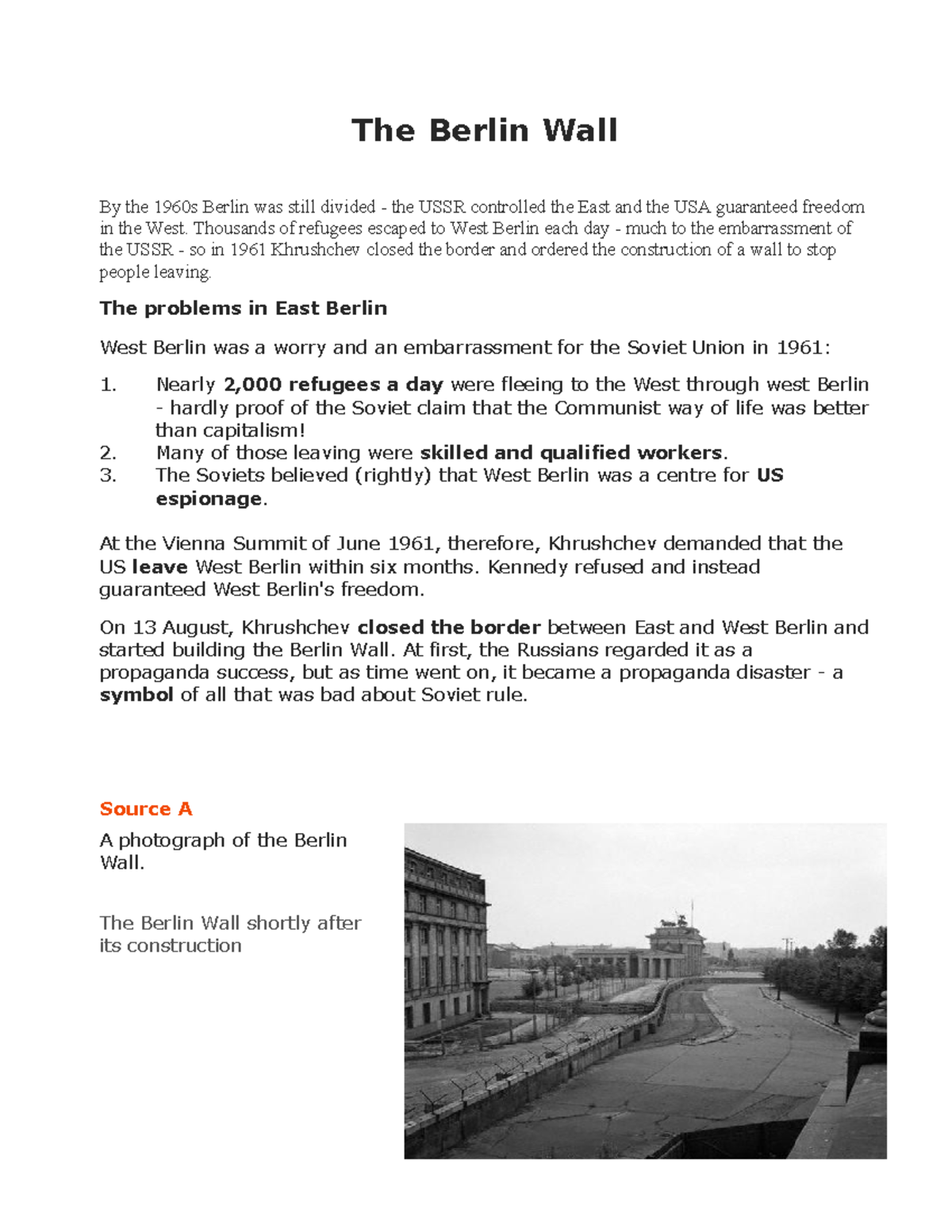 Berlin Wall Worksheet (1)-1 - The Berlin Wall By the 1960s Berlin was ...