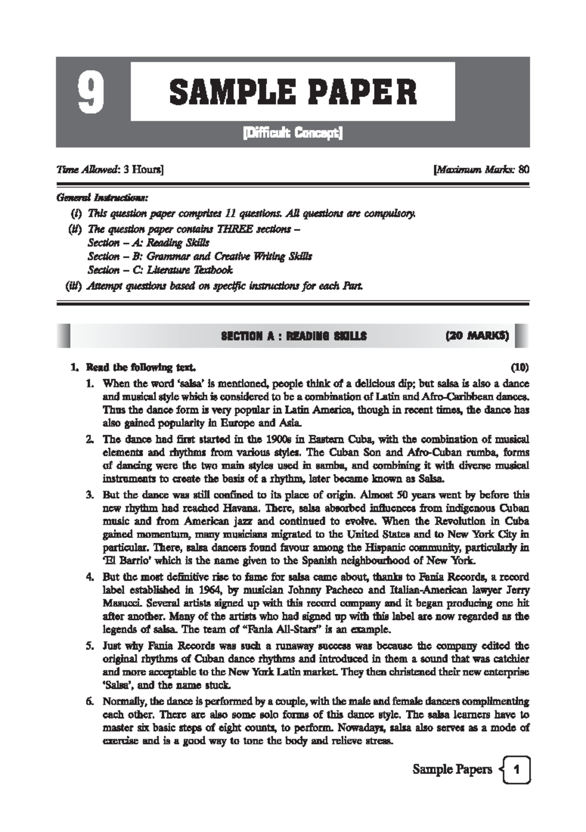 Cbse Cl10 EAD English Sample Paper 9 - Comprehensive Guide - Studocu