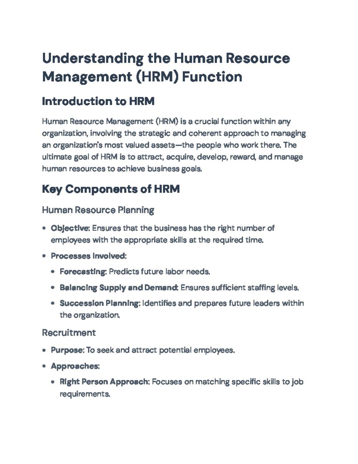 Human Resource Management Overview and Key Functions (HRM 101) - Studocu
