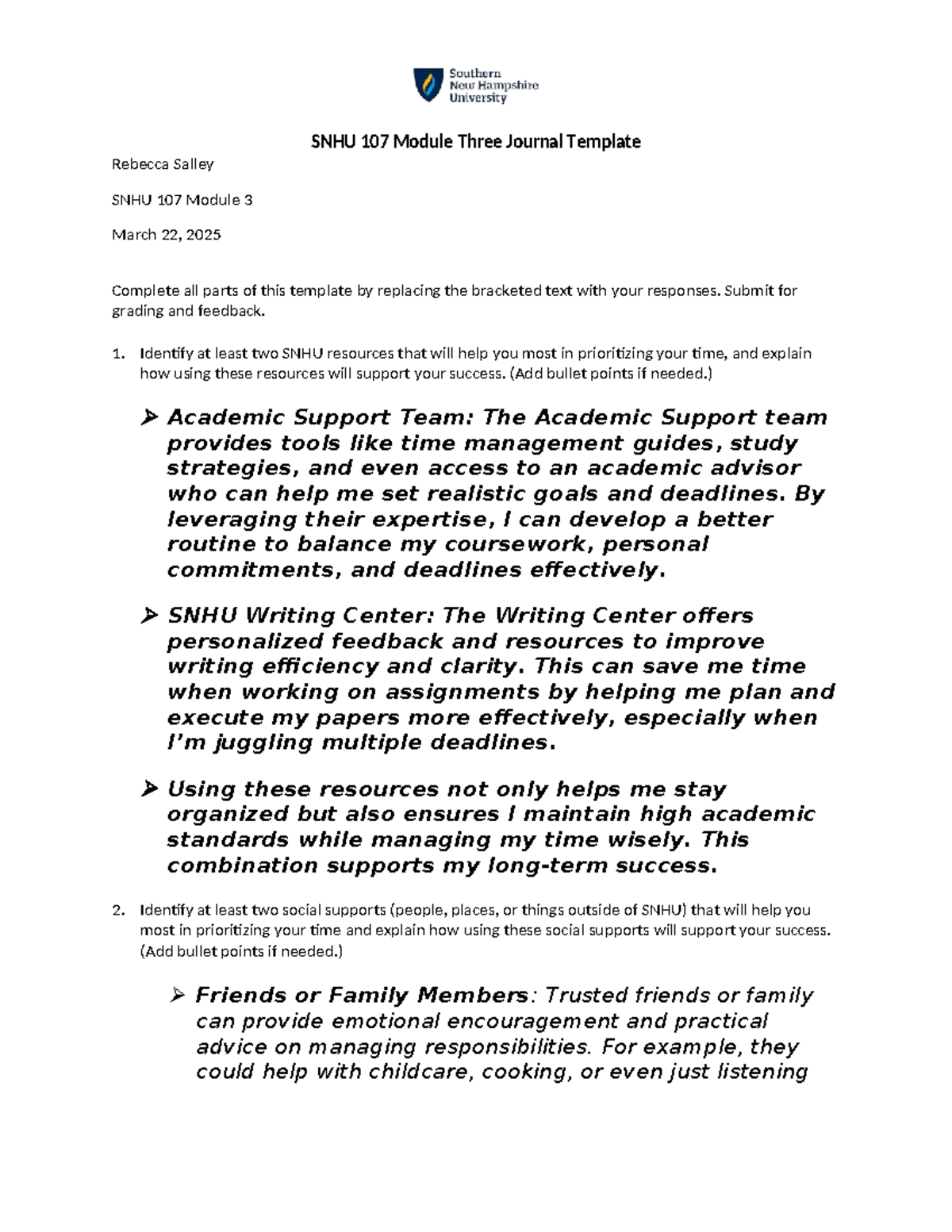 SNHU 107 Module Three Journal Template - SNHU 107 Module Three Journal ...