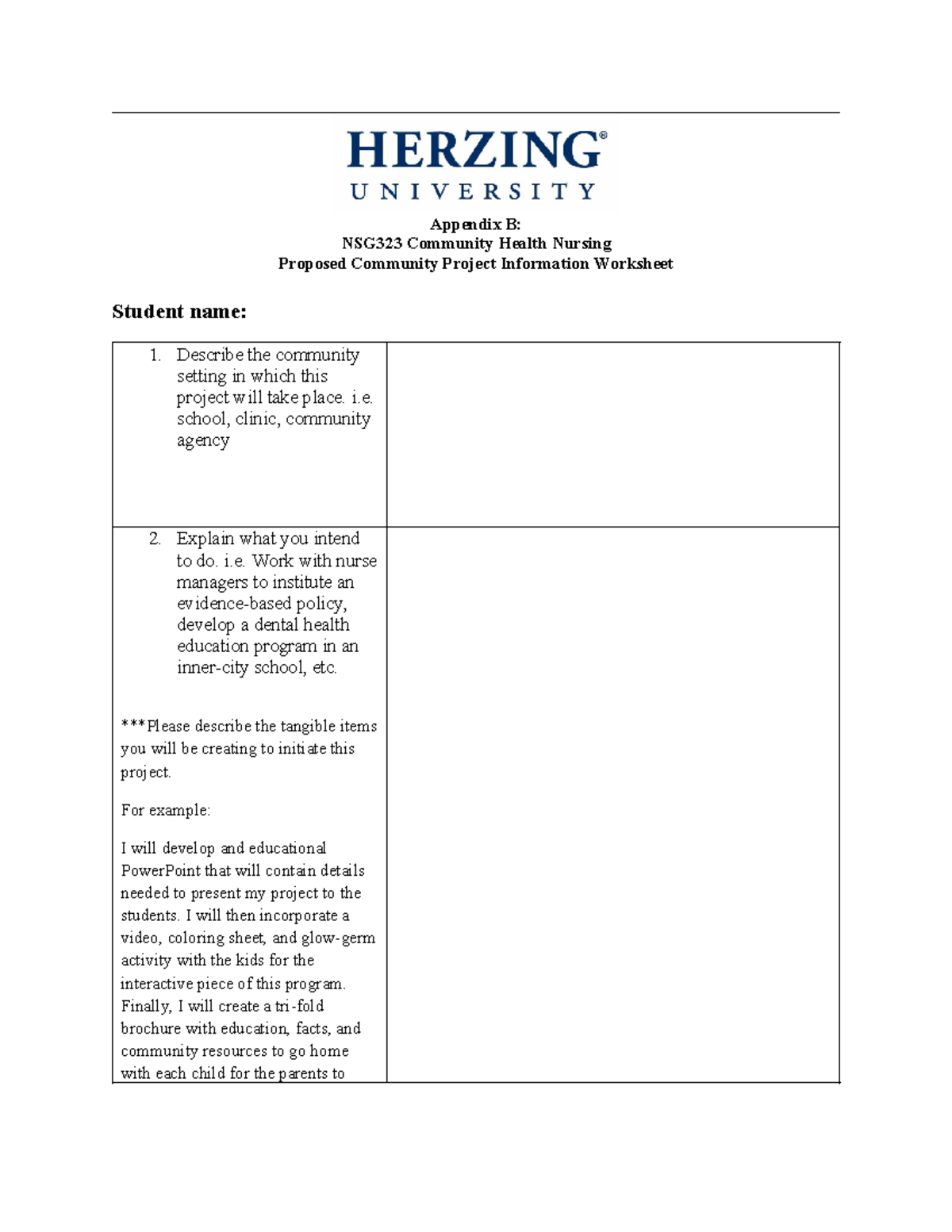 NSG323 FA22 Community Health Nursing Project Instructions - Studocu