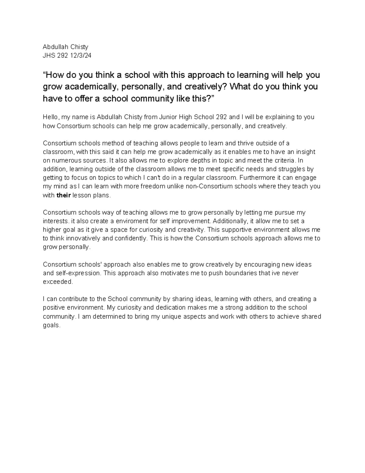 Untitled documentewae - Abdullah Chisty JHS 292 12/3/ “How do you think ...