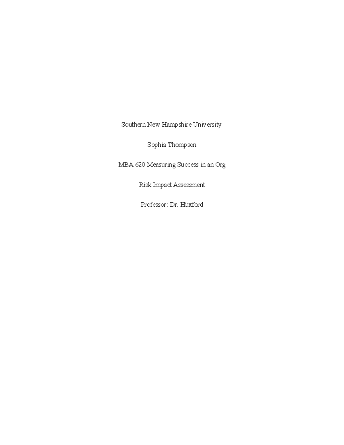 MBA 620 Final Exam: Risk Impact Assessment for Transglobal - Studocu