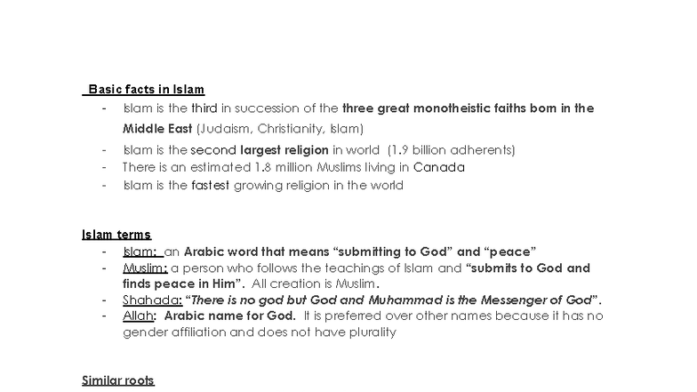 Islam Unit Notes: Key Concepts and Beliefs - Studocu