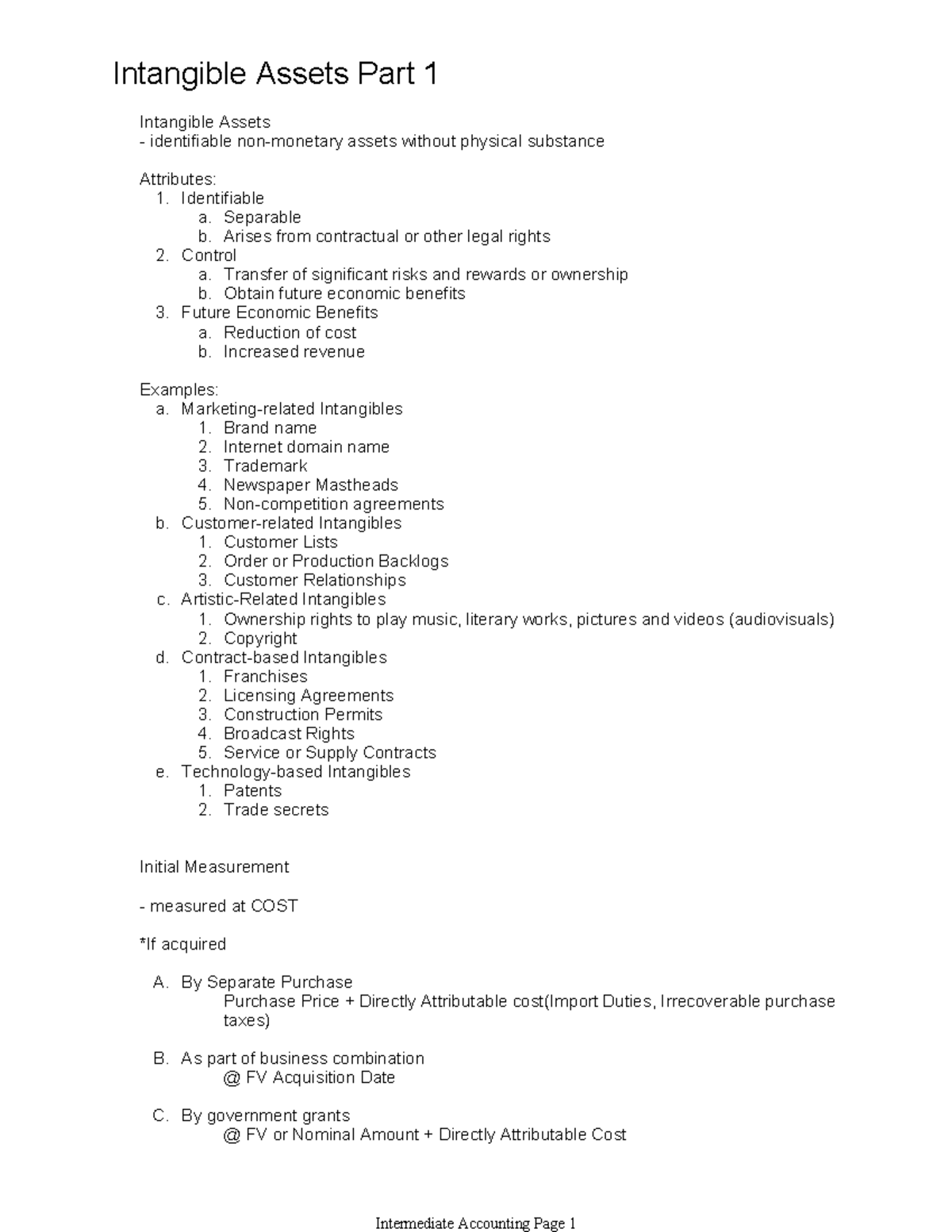 Intangible Assets Overview: Key Concepts and Examples (ACCT 101) - Studocu