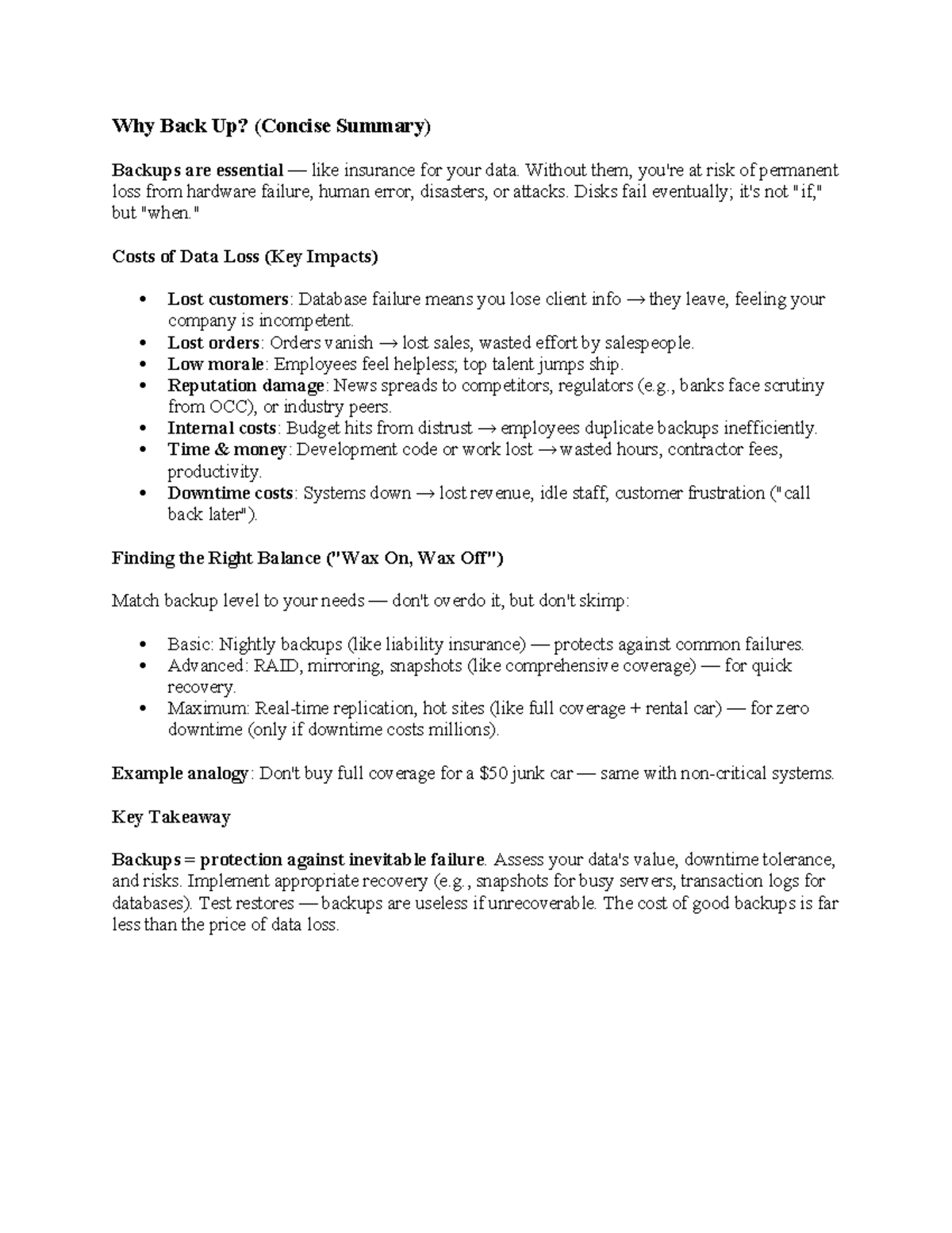 Why Back Up? - Essential Notes on Data Backup Strategies - Studocu