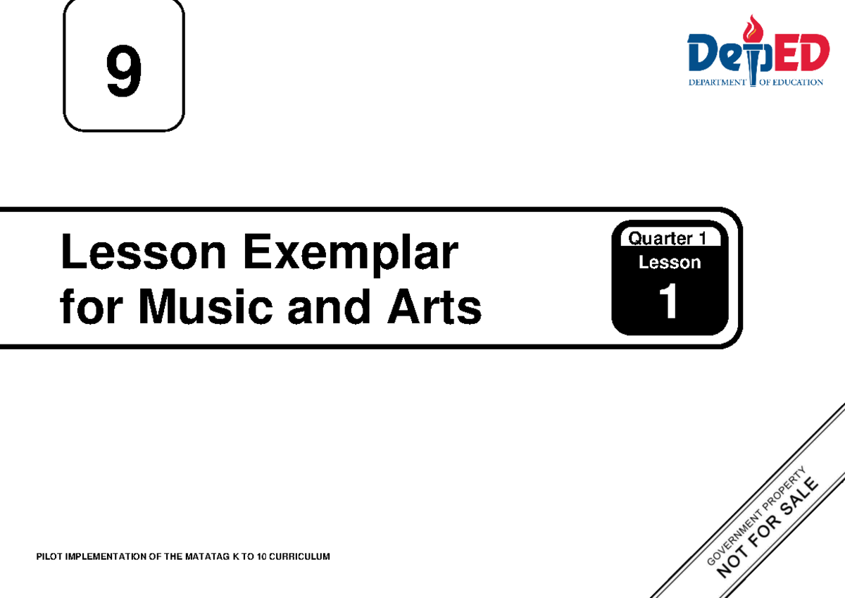 Q1 LE Music and Arts Grade 9 Lesson Exemplar Weeks 1-3 - Studocu