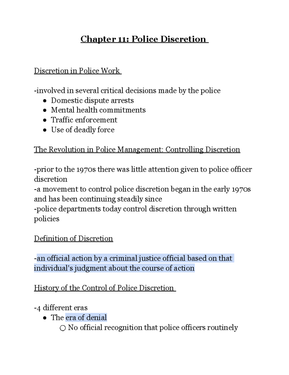 Chapter 11: Understanding Police Discretion and Its Management - Studocu