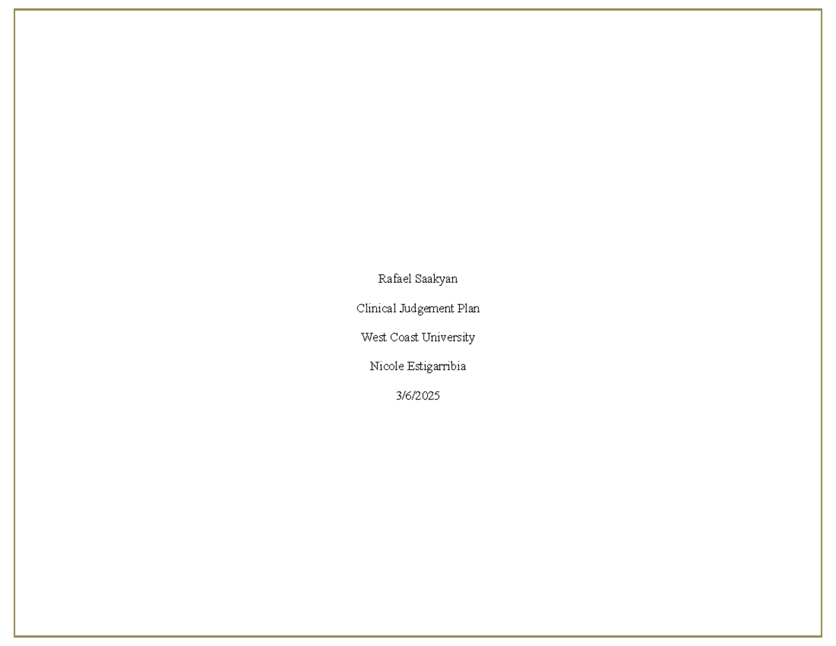 NURS 316L-A Clinical Judgement Plan for OB Patient Care - Studocu