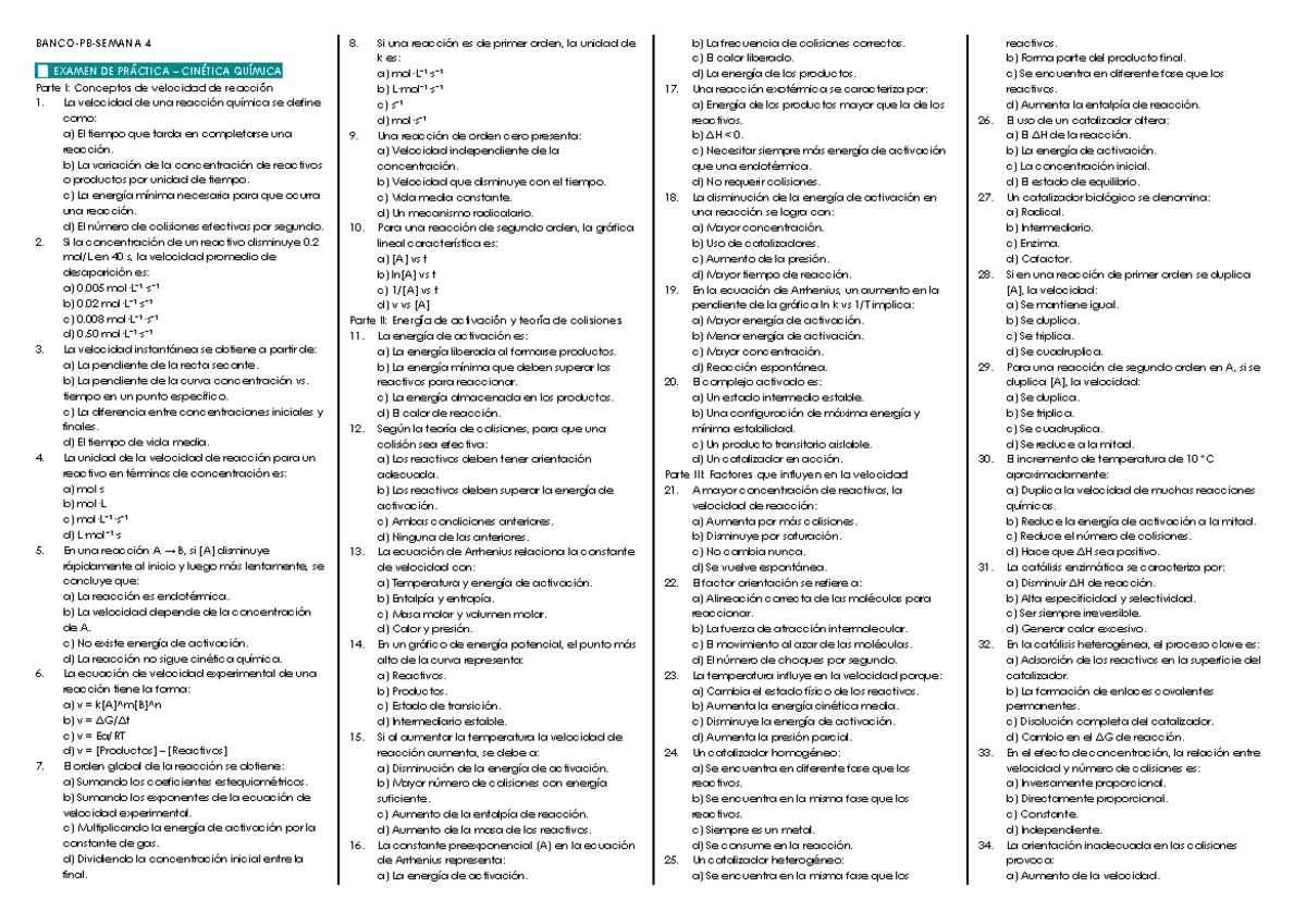 Examen Final Química General: Cinética, Equilibrio y Ácidos/Bases - Studocu