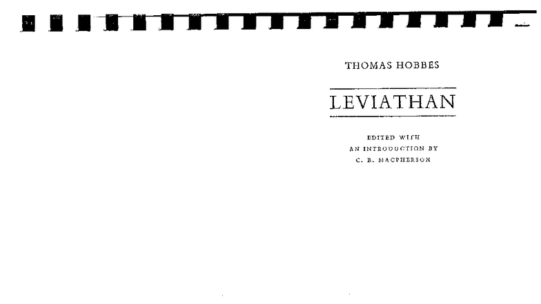 Wk7a THOMAS HOBBES' LEVIATHAN: Assigned Reading with Prof. Lamey - Studocu
