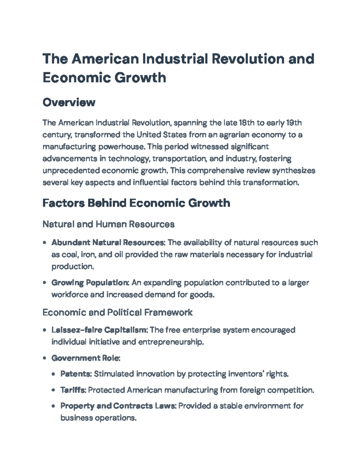American Industrial Revolution: Economic Growth Overview and Impacts ...