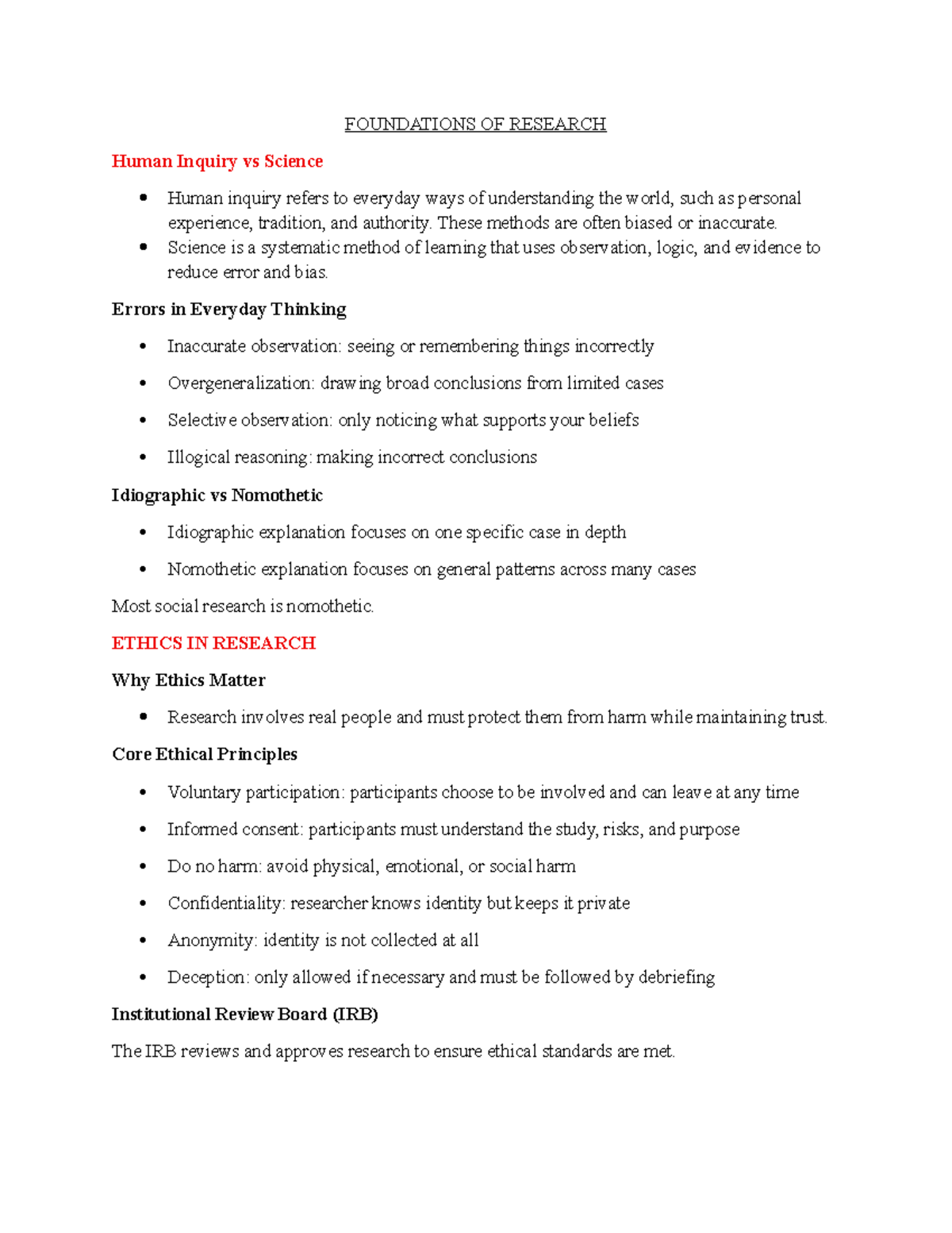 DATA 334 Midterm Study Guide: Foundations of Research and Ethics - Studocu