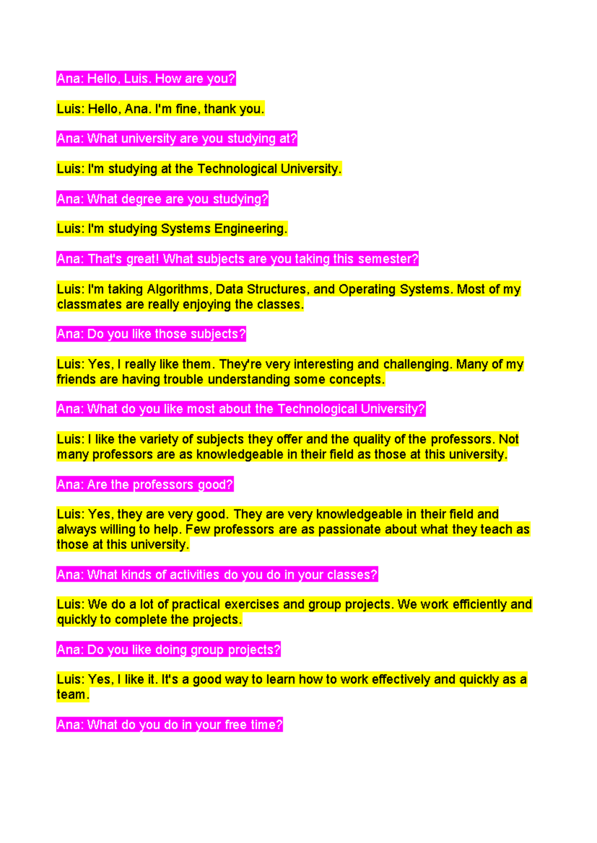 Conversación 9 - Estudiantes en la Universidad Tecnológica - Studocu