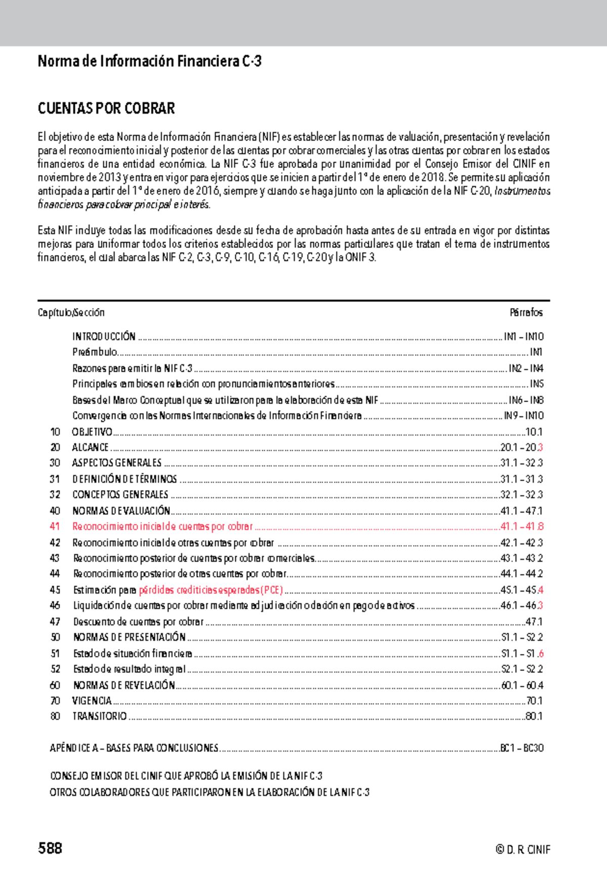 NIF C3 Cuentas por Cobrar para contadores la norma - 588 © D. R. CINIF ...