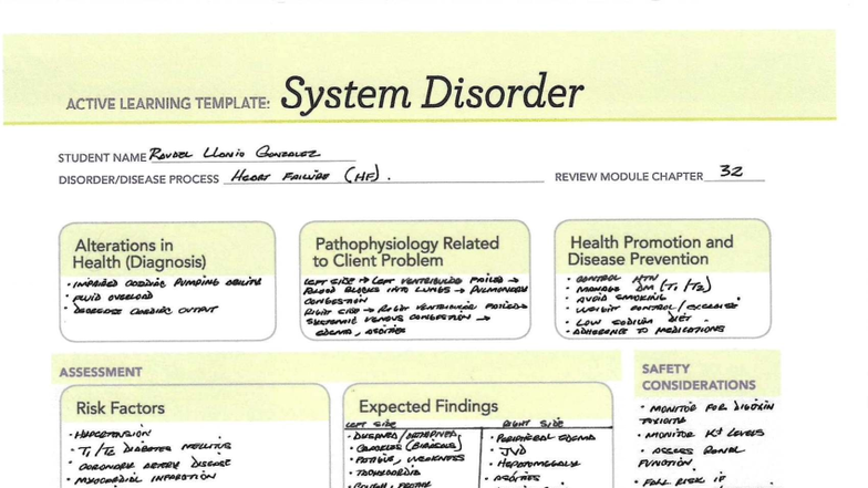 ACTIVE LEARNING TEMPLATE: Heart Failure Management (NUR 320) - Studocu