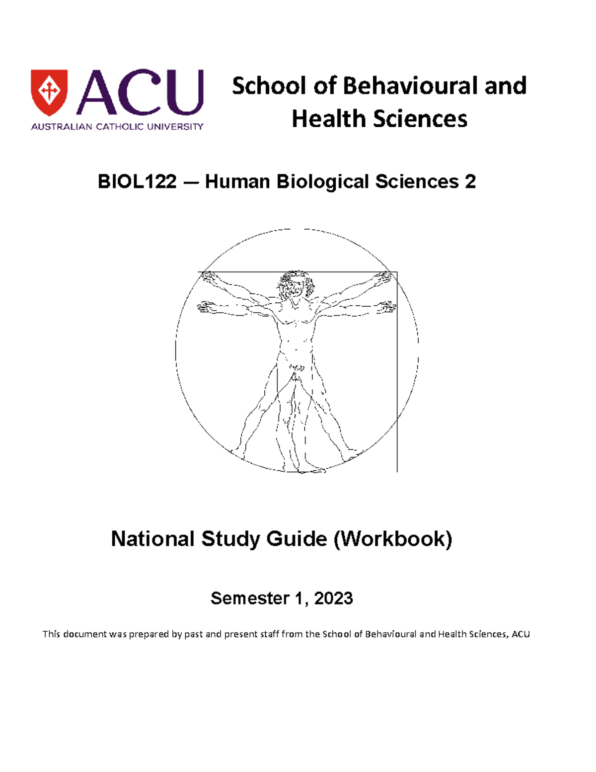 BIOL122 Human Biological Sciences 2 Study Guide - Semester 1, 2023 ...