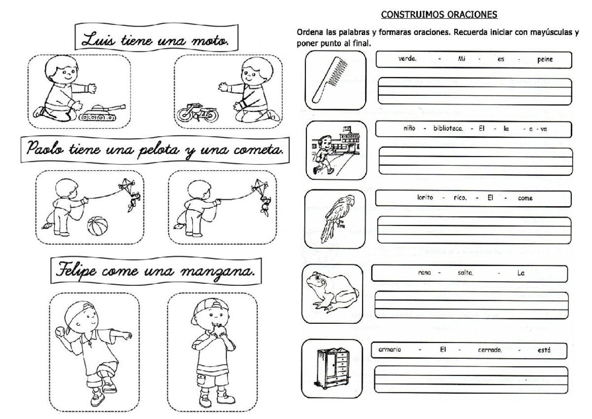 Fichas Prácticas de Comunicación: Construcción de Oraciones - Studocu