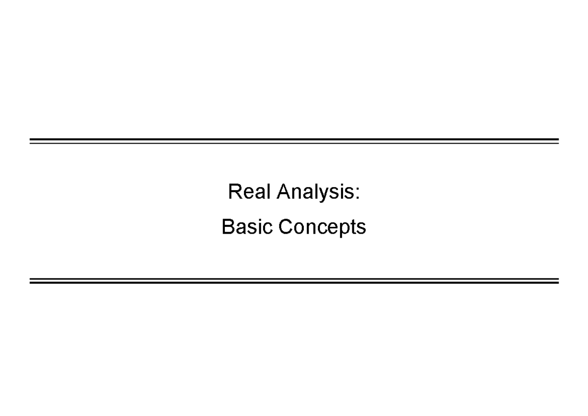 Real Analysis: Basic Concepts 1 - Norms, Sequences, and Limits - Studocu