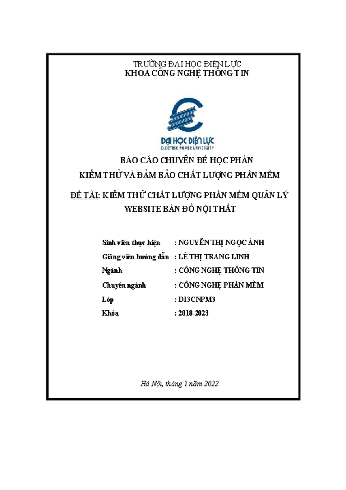 Bao cao kiem thu phan mem truong dai hoc dien luc 79469 - TRƯỜNG ĐẠI HỌC ĐIỆN LỰC KHOA CÔNG NGHỆ ...