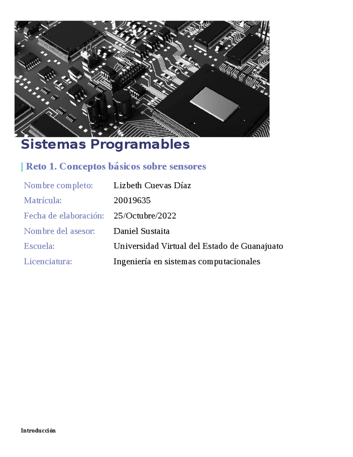 R1 U1 - RETO: Introducción a Sensores y su Función en Sistemas ...