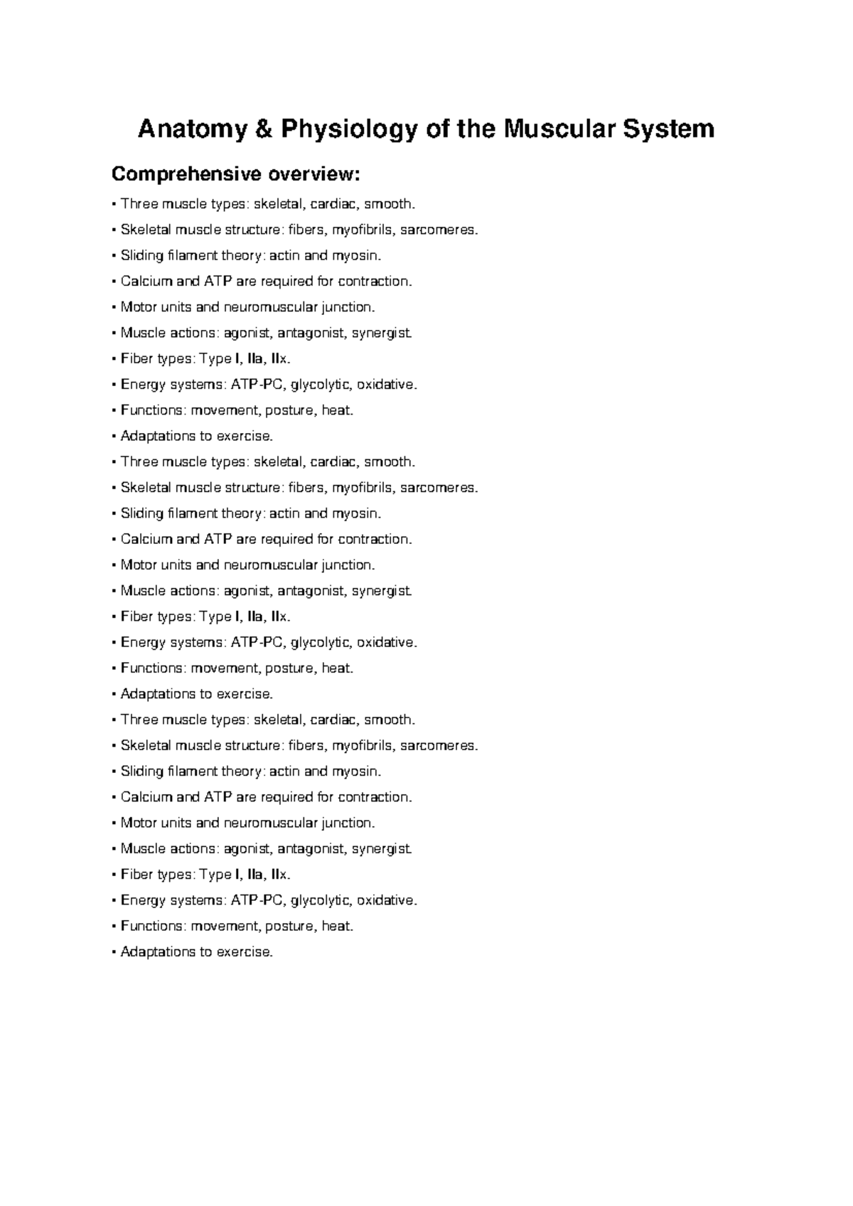 Muscular System Study Guide: Anatomy & Physiology Overview - Studocu
