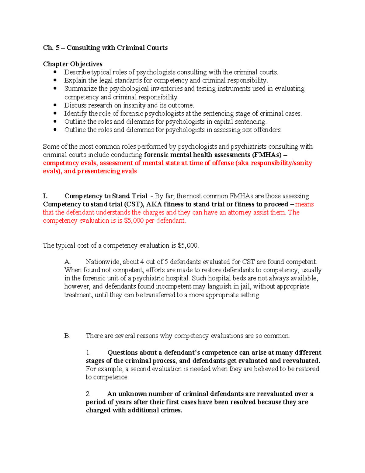 Forensic Psychology: Competency & Insanity Defense Consultations (PSY ...