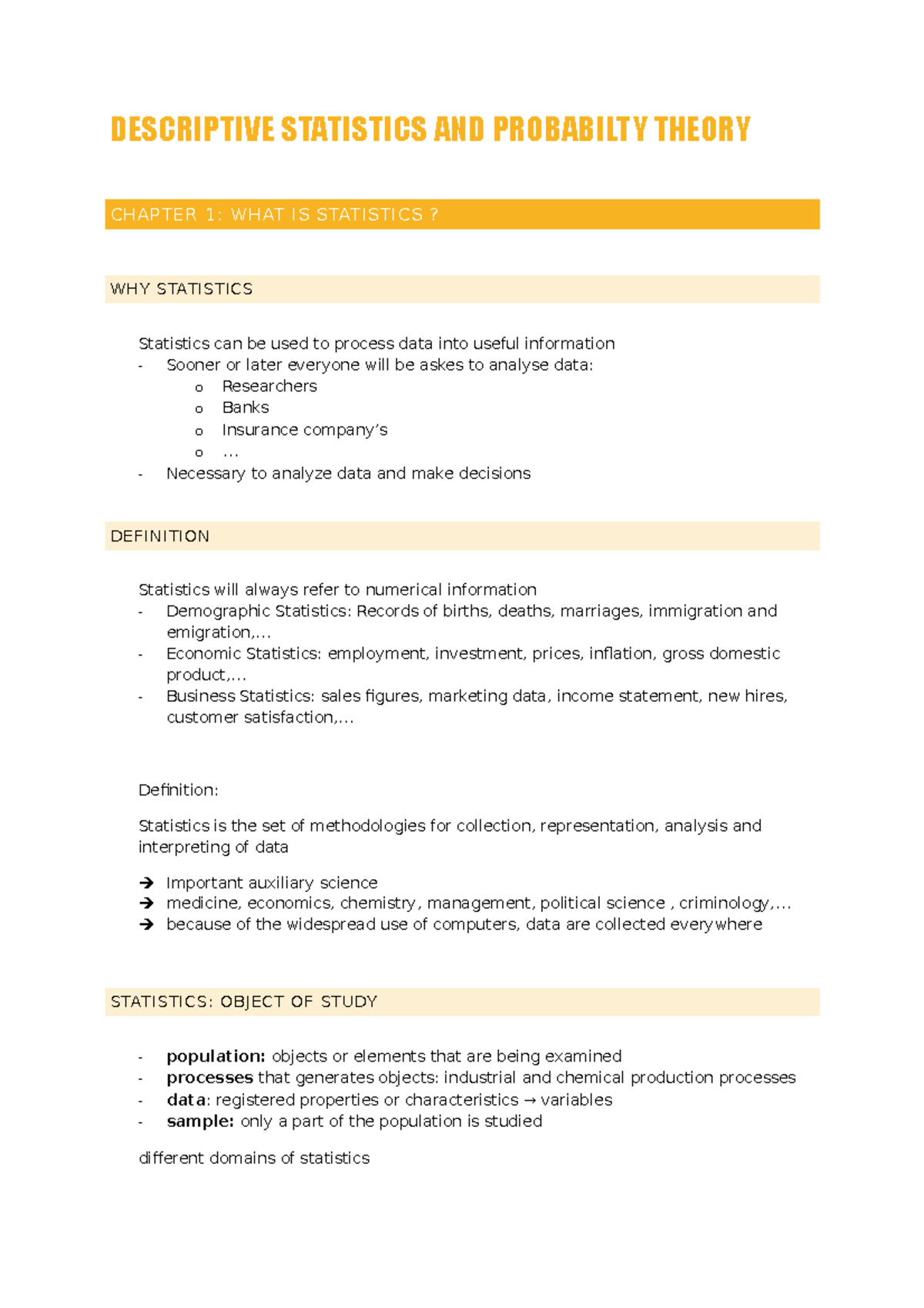 Descriptive statistics and probabilty theory - DESCRIPTIVE STATISTICS ...