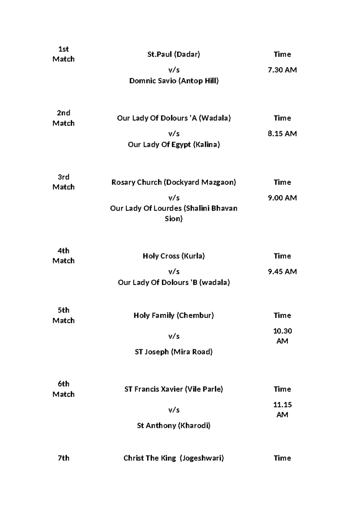 Inter-Parish Cricket Tournament Schedule - 10th Jan 2026 - Studocu