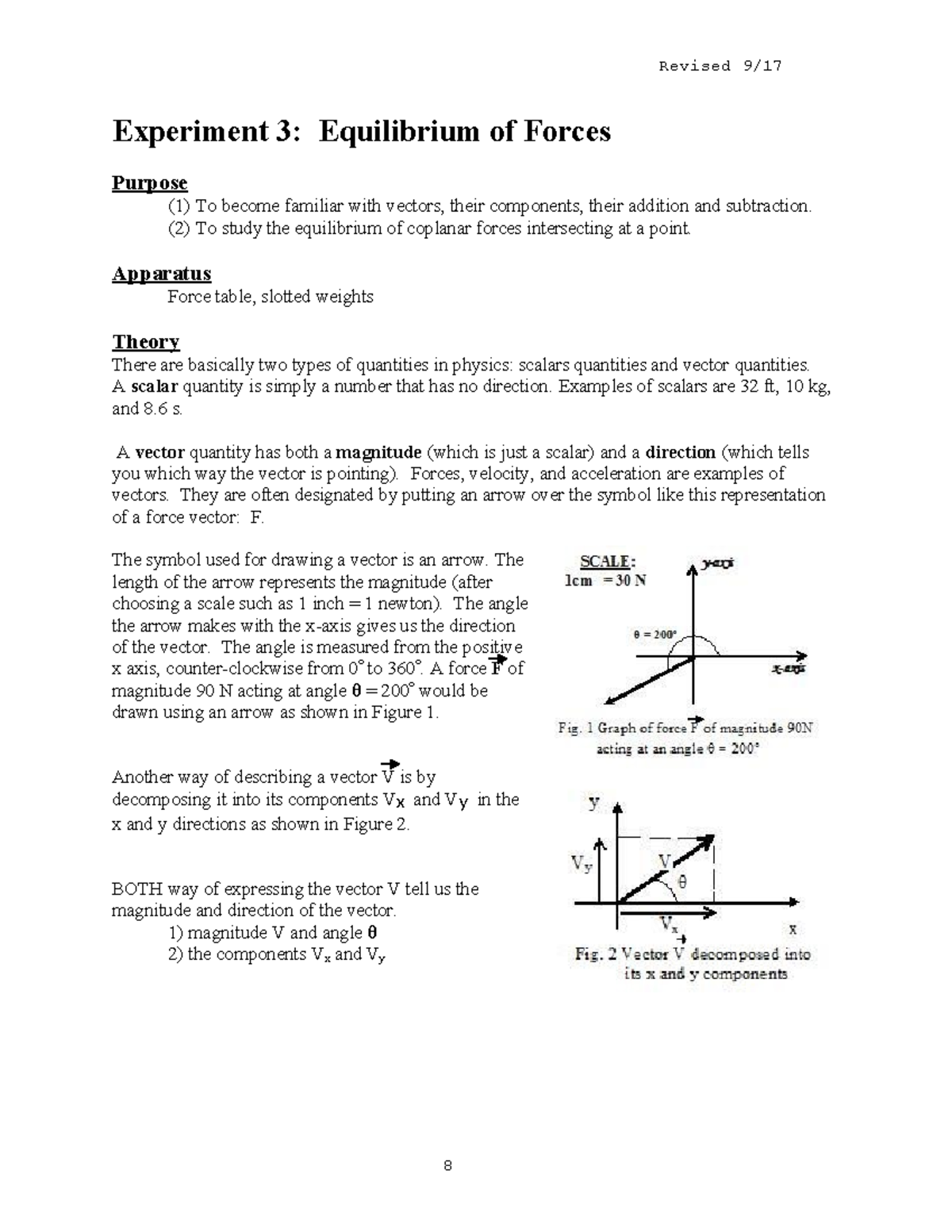03 Forces - Revised 9/ Experiment 3: Equilibrium of Forces Purpose (1 ...