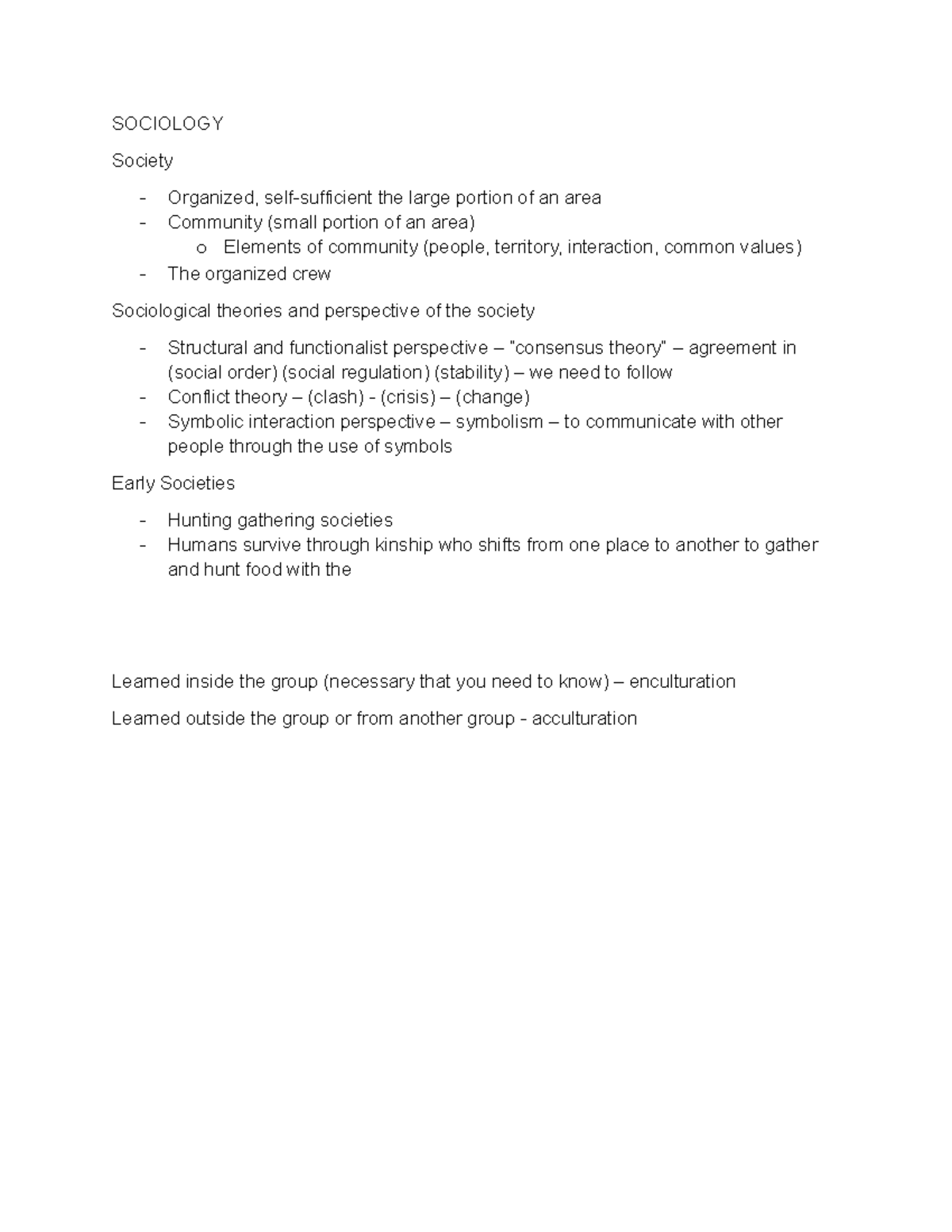 SOCI 101: Understanding Community and Sociological Theories - Studocu
