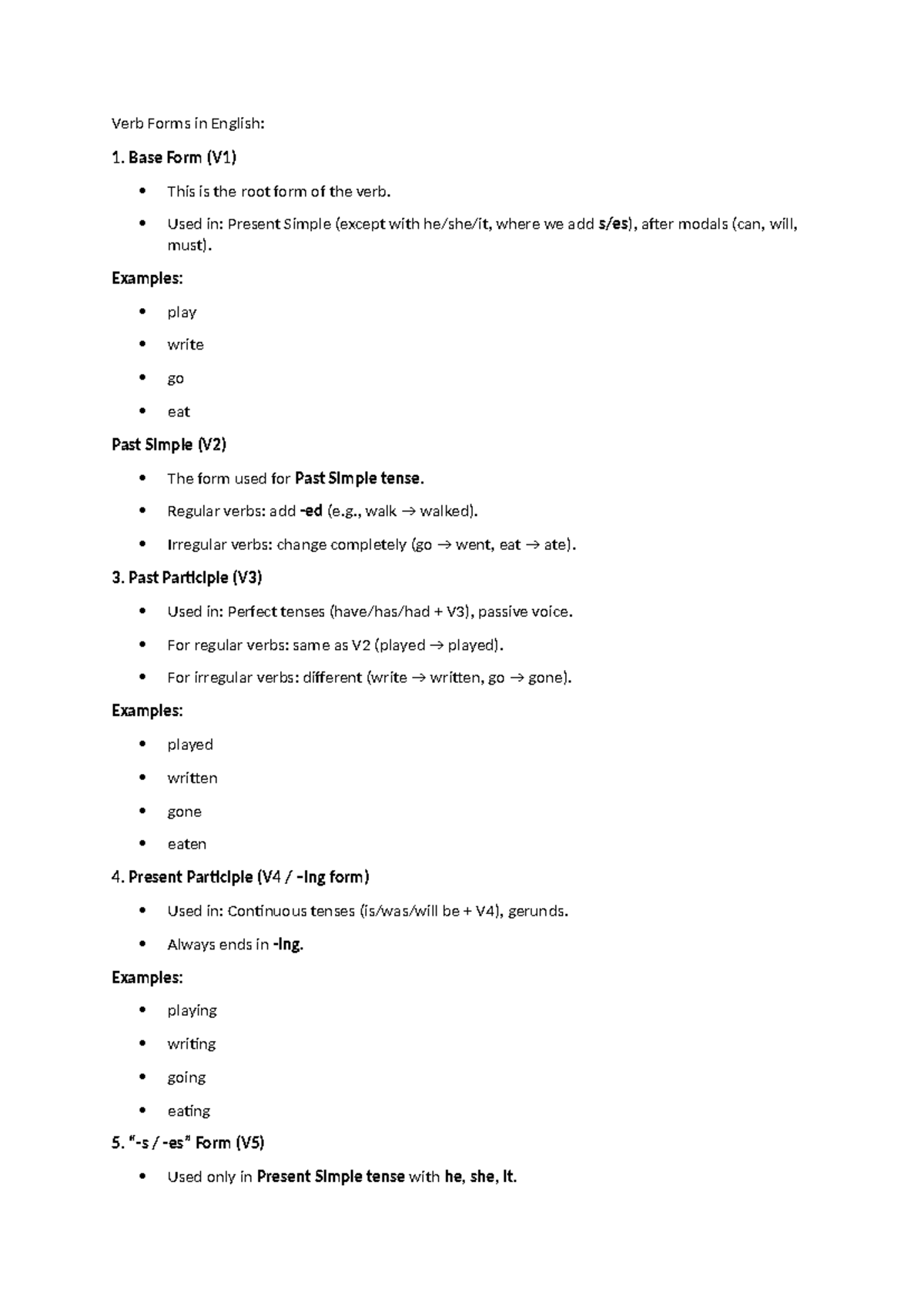 English Verb Forms Overview: Base, Past, and Continuous Tenses ...