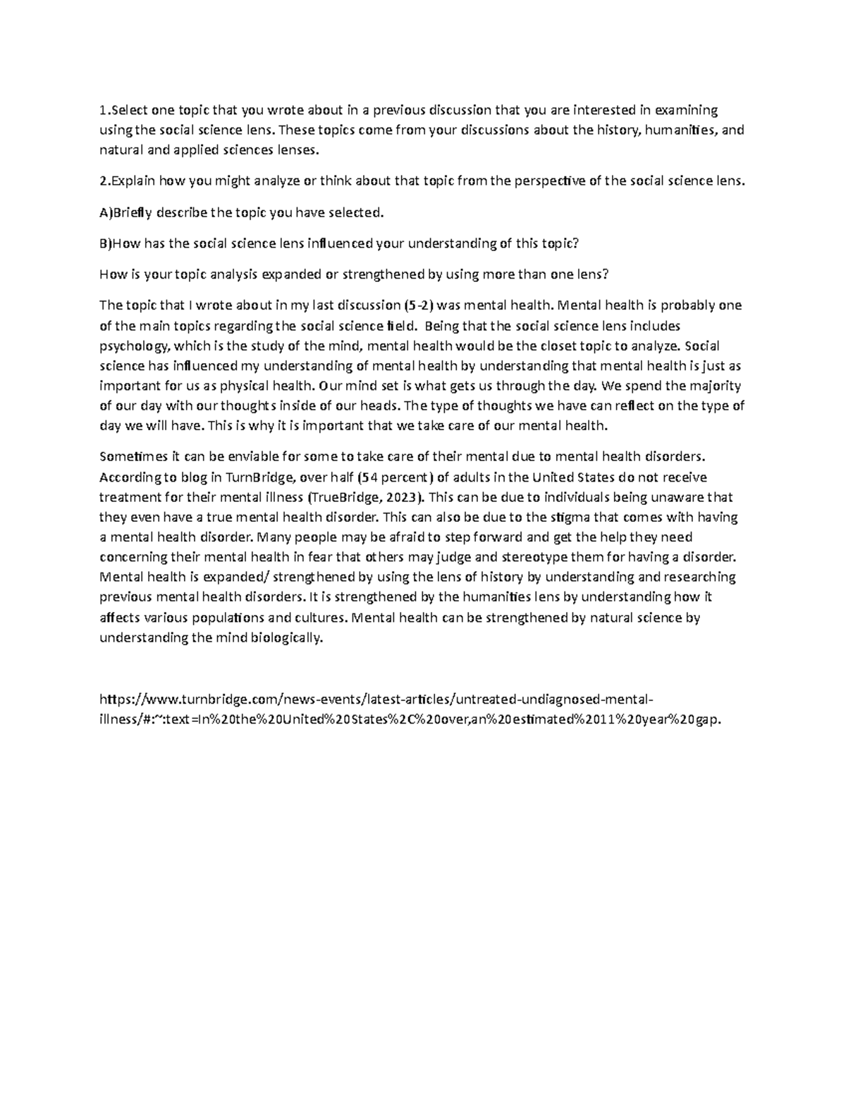 6-1 Discussion: Analyzing Mental Health Through Social Science Lens ...