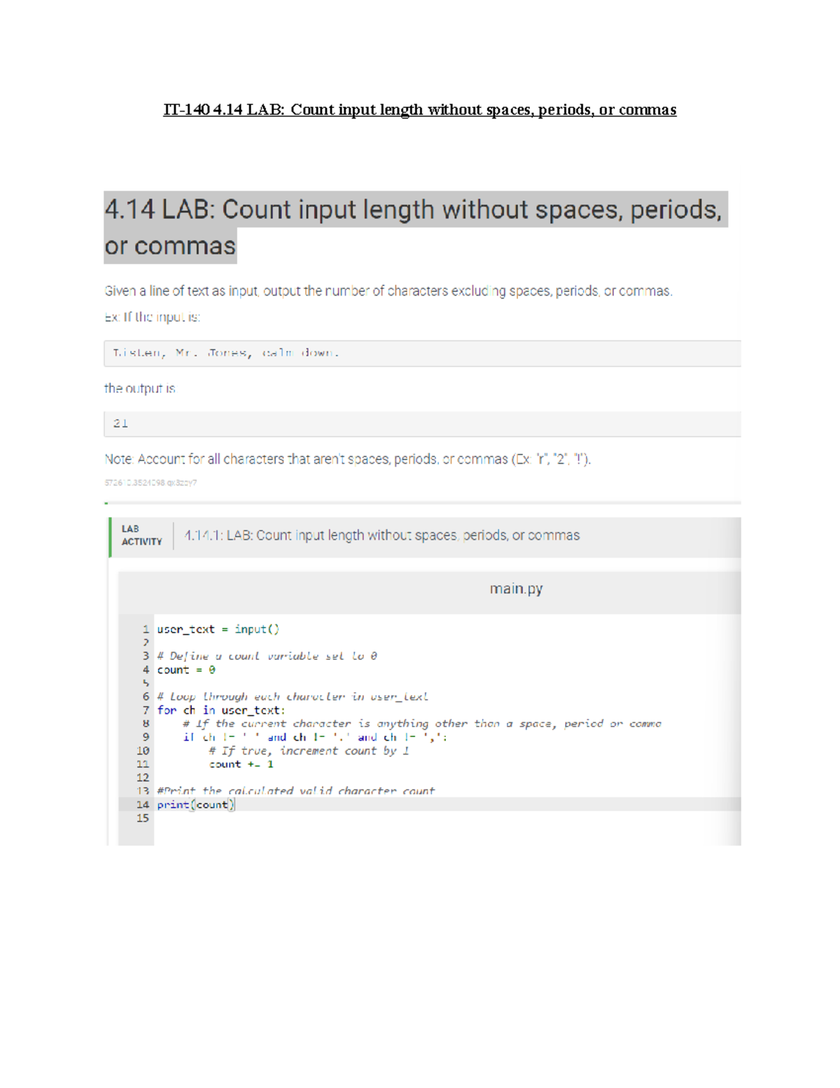 IT-140 Module-4 Lab 4 - IT 140 - IT-140 4 LAB: Count input length ...